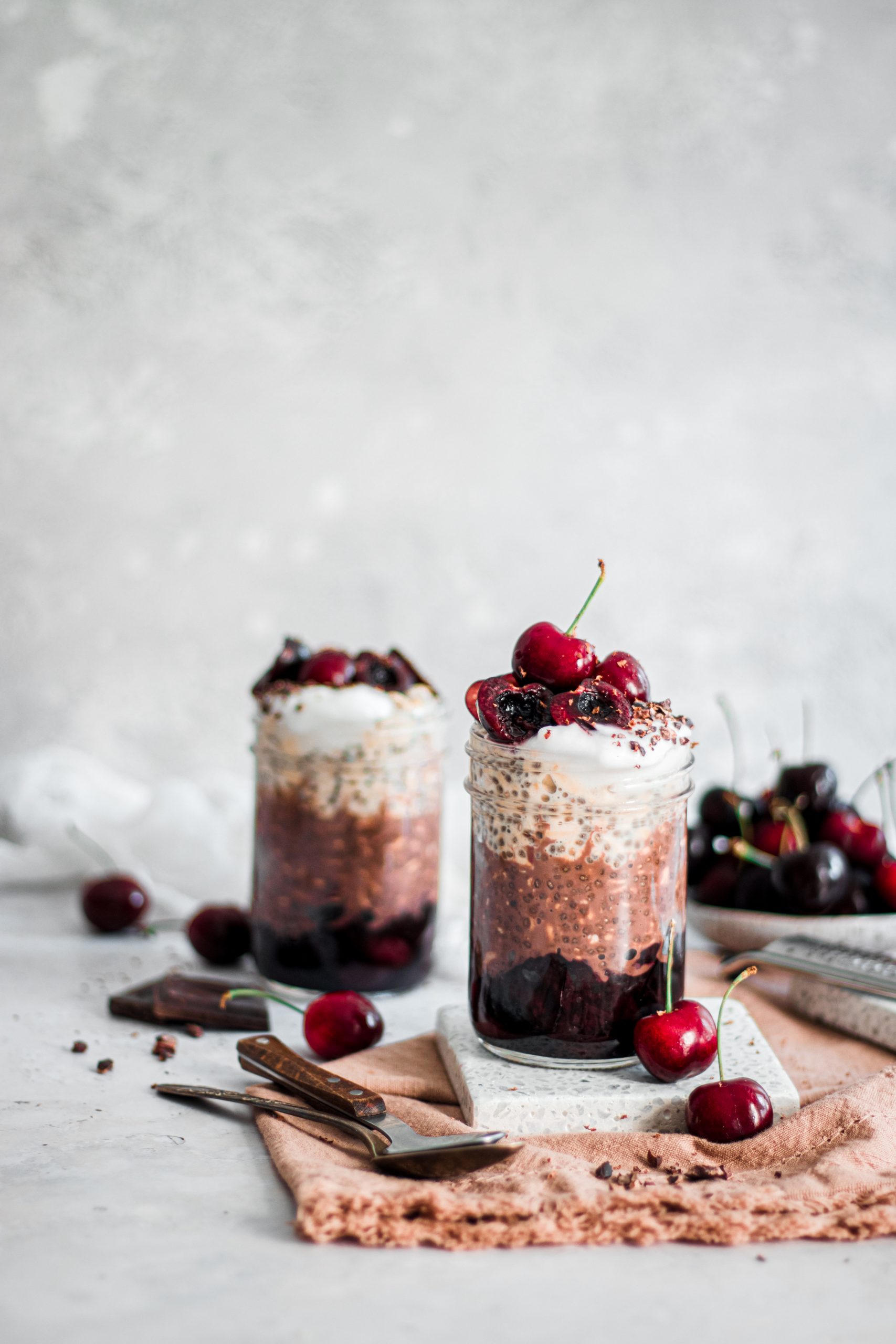 Layered Black Forest Overnight Oats | Murielle Banackissa